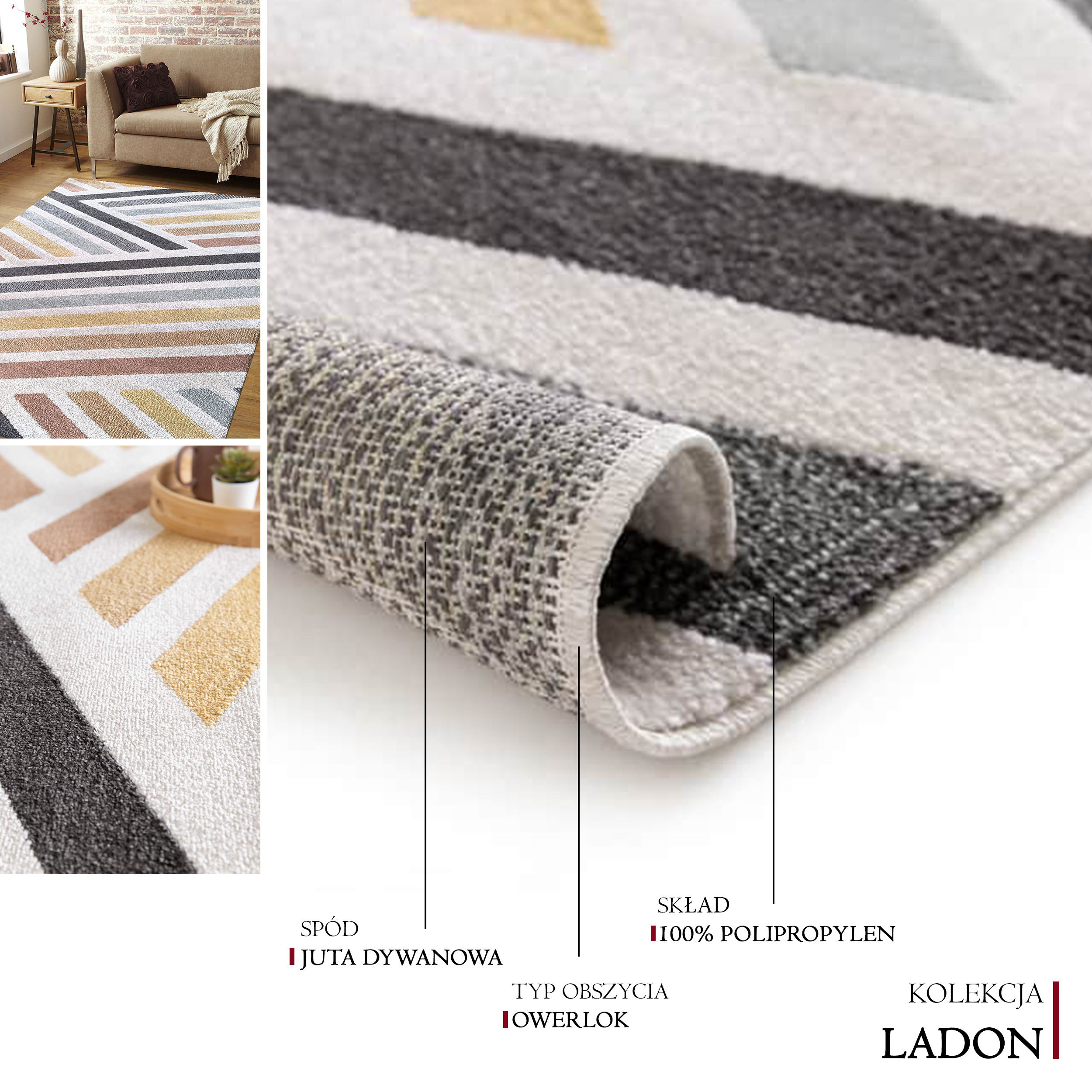 Dywan nowoczesny Ladon 02 - wielokolorowy | 80 x 150 cm | LADON-02-80X150