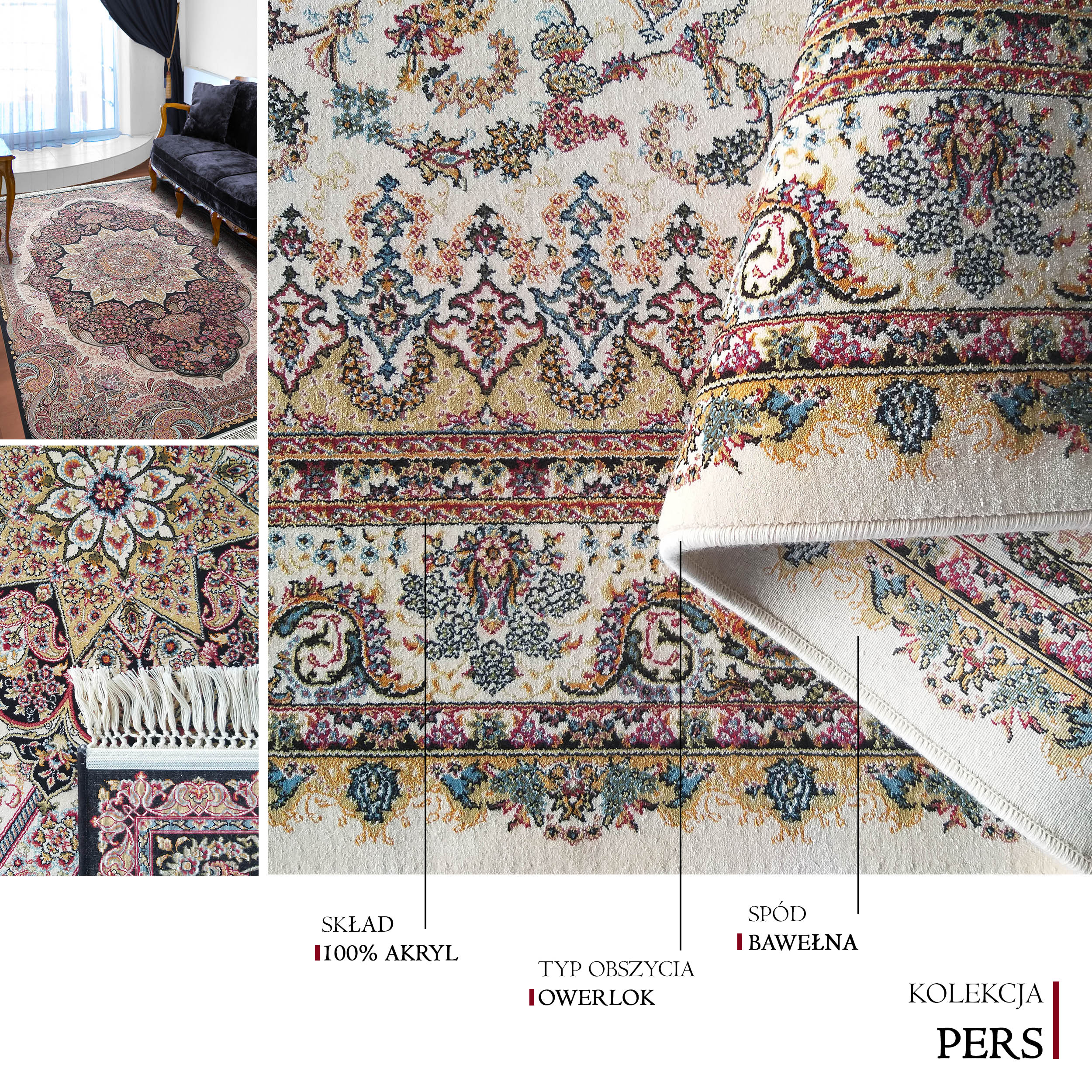 Dywan ekskluzywny Pers 10 - czarny | Wielokolorowy | 200 x 300 cm ...