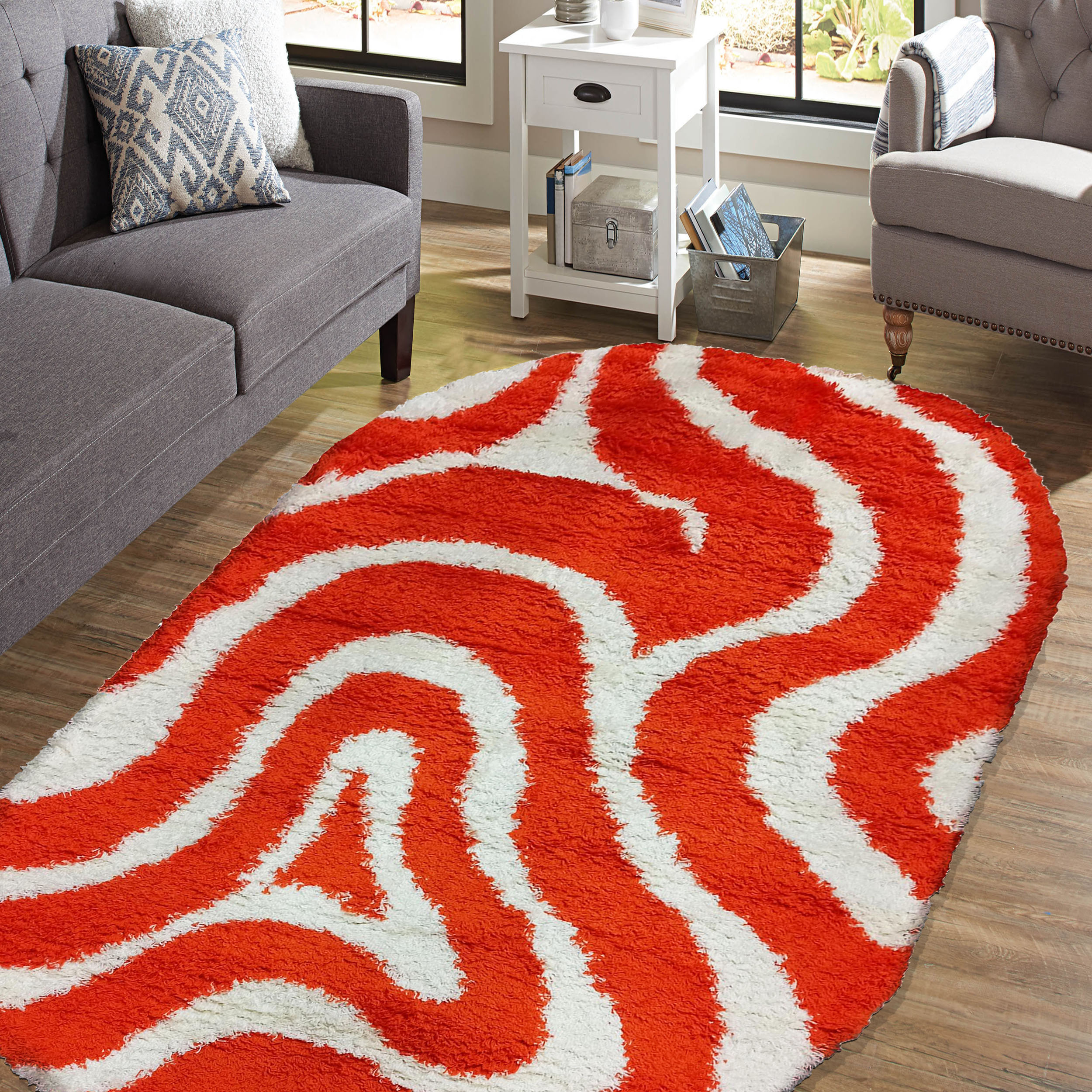 Dywan Nowoczesny Shaggy Long S300A-OR owalny - wielokolorowy | 200 x 300 cm | OSH-S300A-OR-200X300